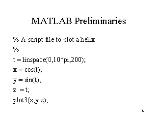 MATLAB Preliminaries